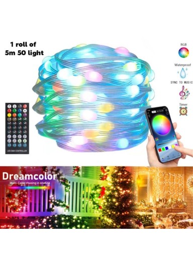 Buy 5m 50-LED Smart String Light Waterproof USB APP Remote Control RGB ...