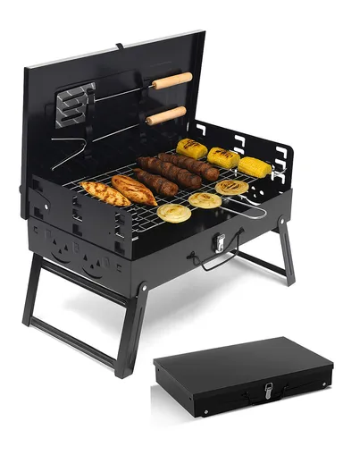 Buy Portable Folding Charcoal Outdoor BBQ Grill Box, Adjustable Grill ...