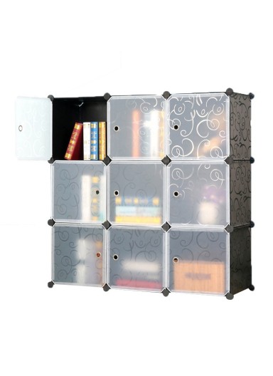 Buy 3 Shelves Wardrobe Simple Plastic Storage Box Shelf System with 9 ...